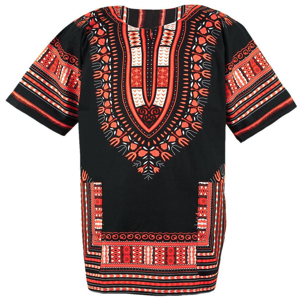 Black And Red Plus Size African Dashiki Shirt Dashikikiss
