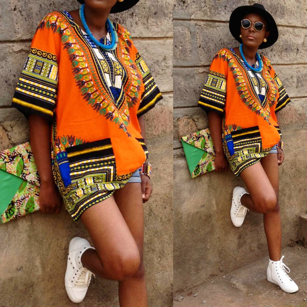 Orange African Dashiki Shirt – DashikiKiss