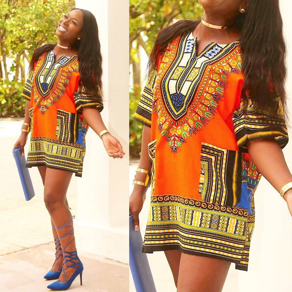 Orange African Dashiki Shirt – DashikiKiss