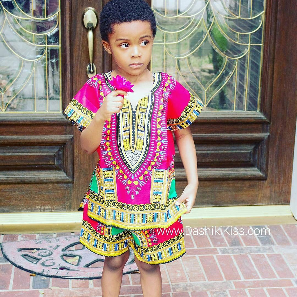 Pink Toddler Kids African Dashiki Set1 – DashikiKiss
